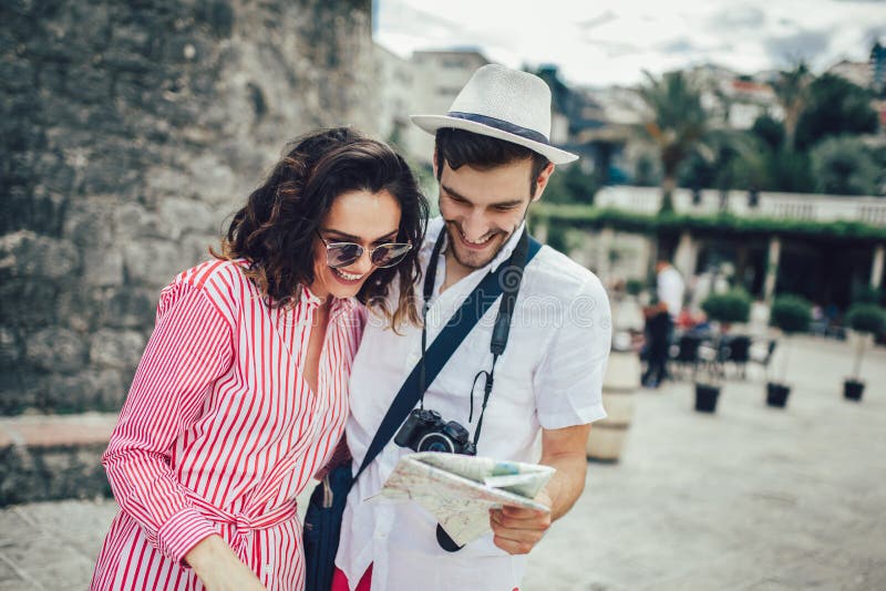 Tourist Couple Enjoying Sightseeing, Exploring City Stock Image - Image ...