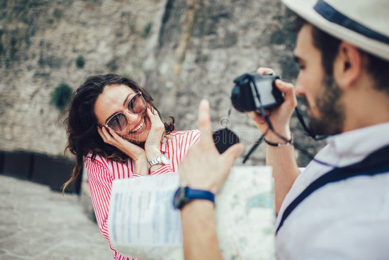 Tourist Couple Enjoying Sightseeing, Exploring City Stock Image - Image ...