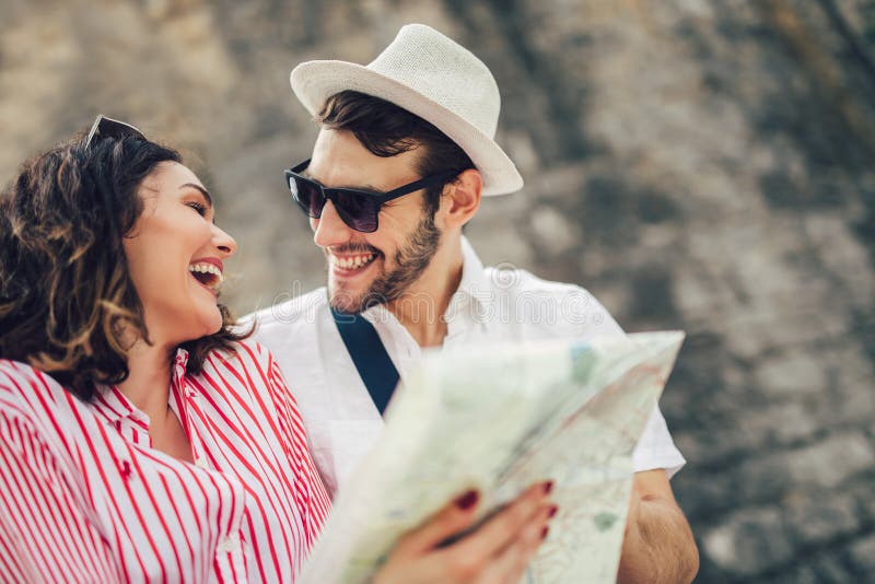 Tourist Couple Enjoying Sightseeing Stock Image - Image of couple, city ...