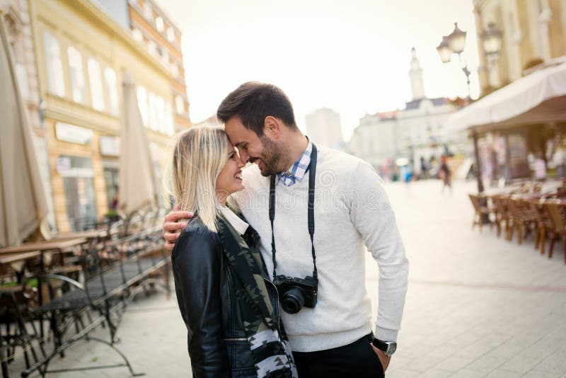 Tourist Couple Enjoying Sightseeing and Exploring City Stock Photo ...