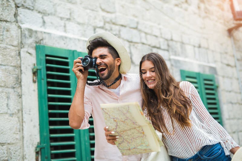 Tourist Couple Exploring City Stock Photo - Image of sightseeing ...