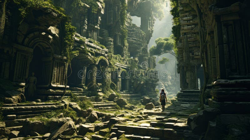 Tourist Exploring Ancient Ruins Stock Illustration - Illustration of ... Tourist Exploring Ancient Ruins Stock Illustration - Illustration of ...