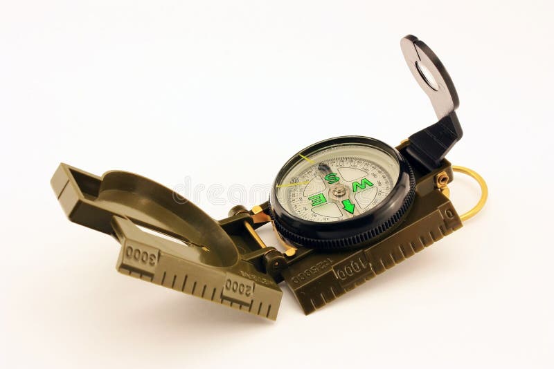 Tourist Green Compass for Hiking Stock Image - Image of hiking, gold ...