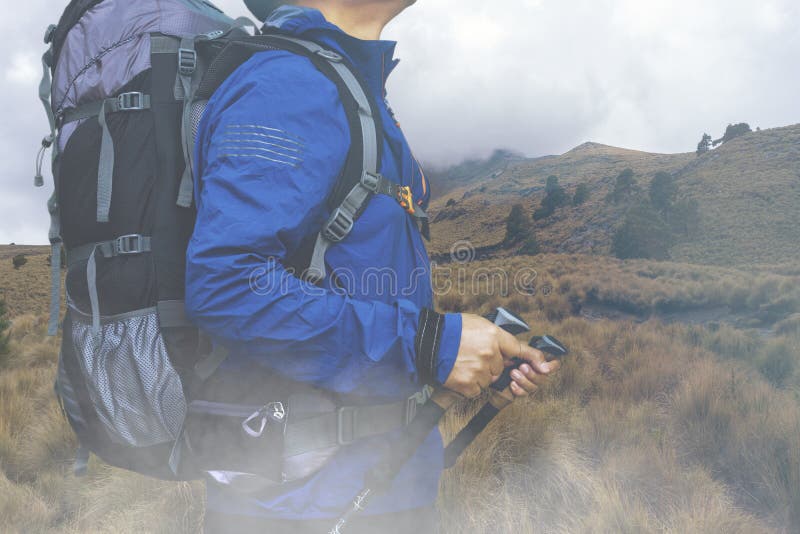 Tourist Guide on the Way with Pole in Hand Stock Image - Image of ...