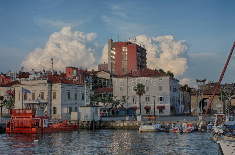 Tourist Harbor in Koper in Slovenia in a Summer at Sunset Time. Stock ...