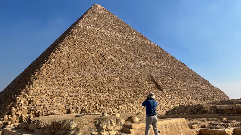 Tourist with a Hat Photographing a Pyramid in Egypt Editorial Stock ...