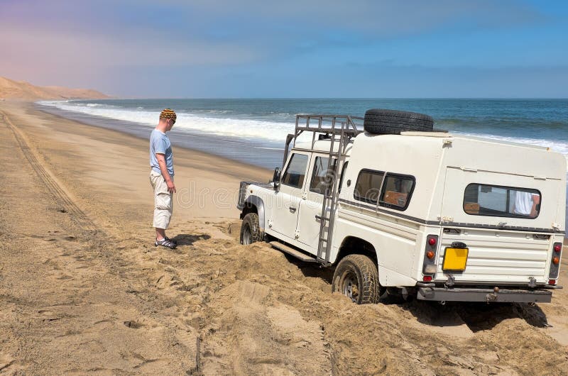 Tourist Having Problems with 4x4 Car Stock Image - Image of dune ...