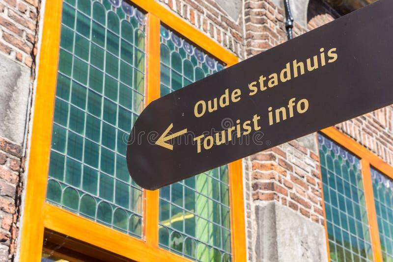 Tourist Info Sign in Front of the Town Hall of Hasselt Stock Image ...