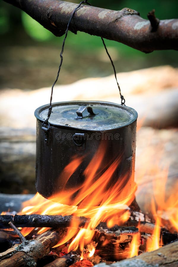 Tourist kettle over fire stock photo. Image of kettle - 68502332