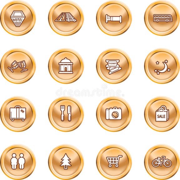 Tourist locations icon set stock vector. Illustration of restaurants ...