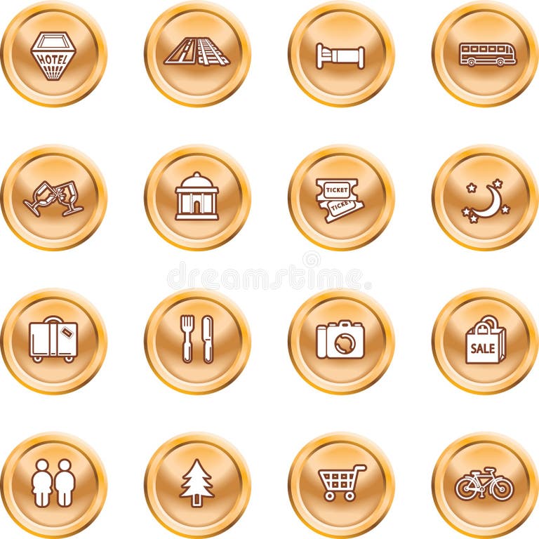 Tourist locations icon set stock vector. Illustration of restaurants ...