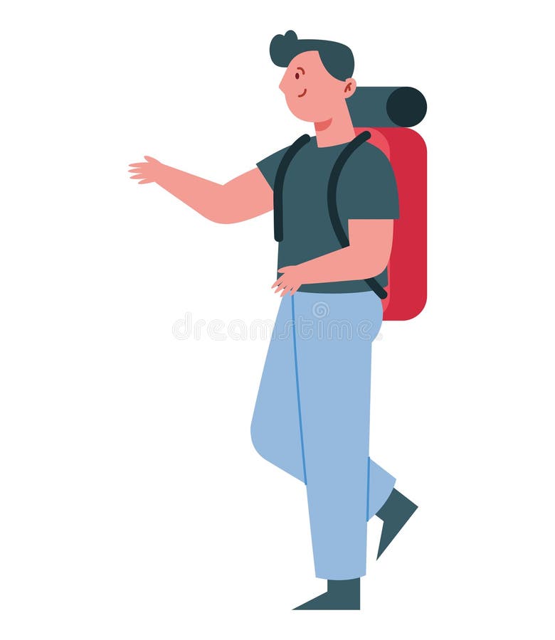 Tourist man with backpack stock illustration. Illustration of backpack ...
