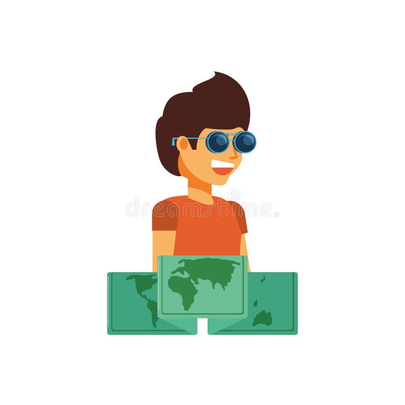 Tourist Man with Paper Map Avatar Character Stock Vector - Illustration ...