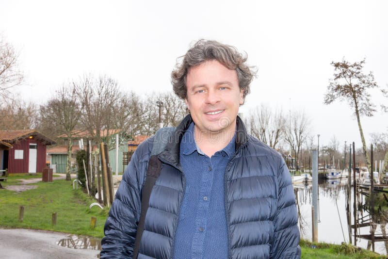 Tourist Man Single in Port in Winter Stock Image - Image of fashion ...