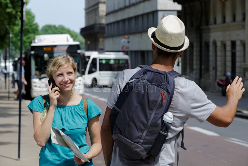 Tourist man waving on bus stock photo. Image of sitting - 164154268