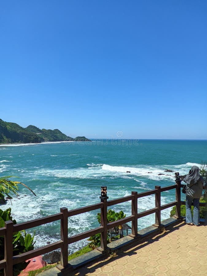 Tourist on Menganti Beach in Central Java - Kebumen Stock Photo - Image ...