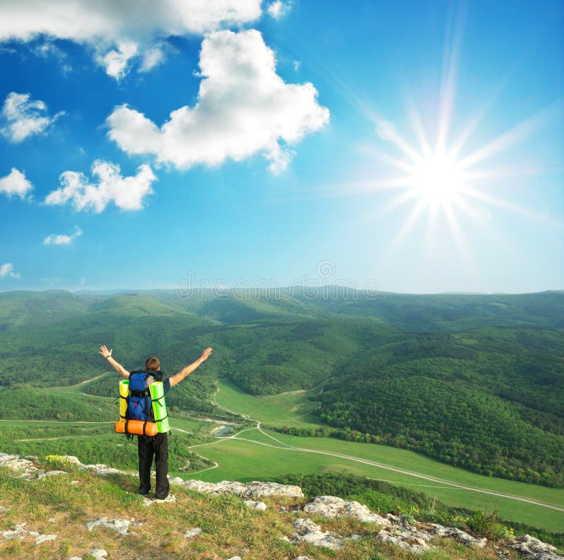 Tourist in mountain stock photo. Image of relax, rock - 15515900