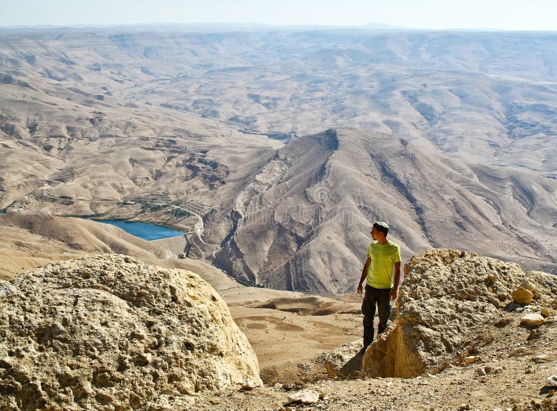 Tourist in Mountain of Jordan Stock Image - Image of traces, land: 8839675