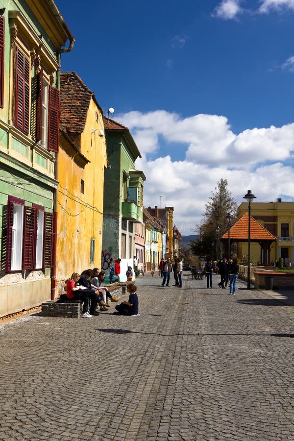 Tourist in the Old Town Center of Sibiu Editorial Stock Image - Image ...