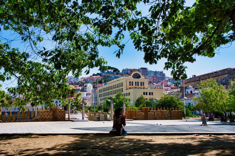 Tourist in a Park with Mesmerizing View of Lisbon Editorial Stock Image ...