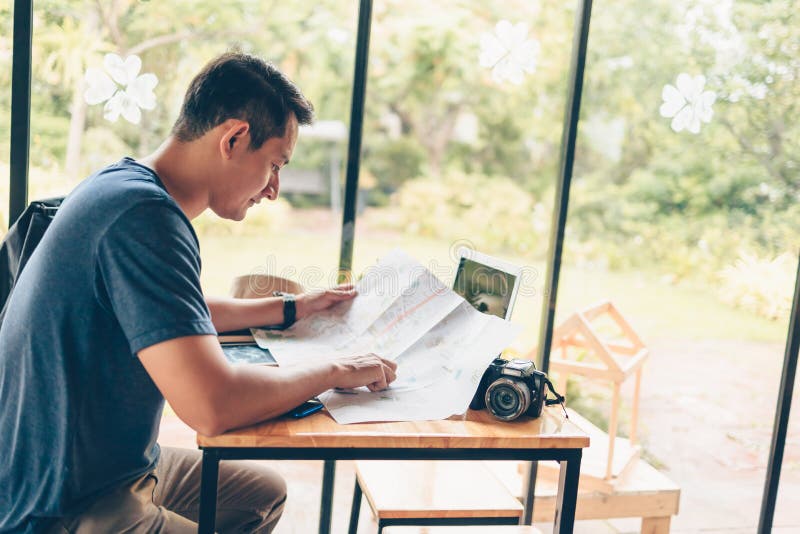 Tourist Planning Vacation Pointing with the Map. Vocation, Travel ...