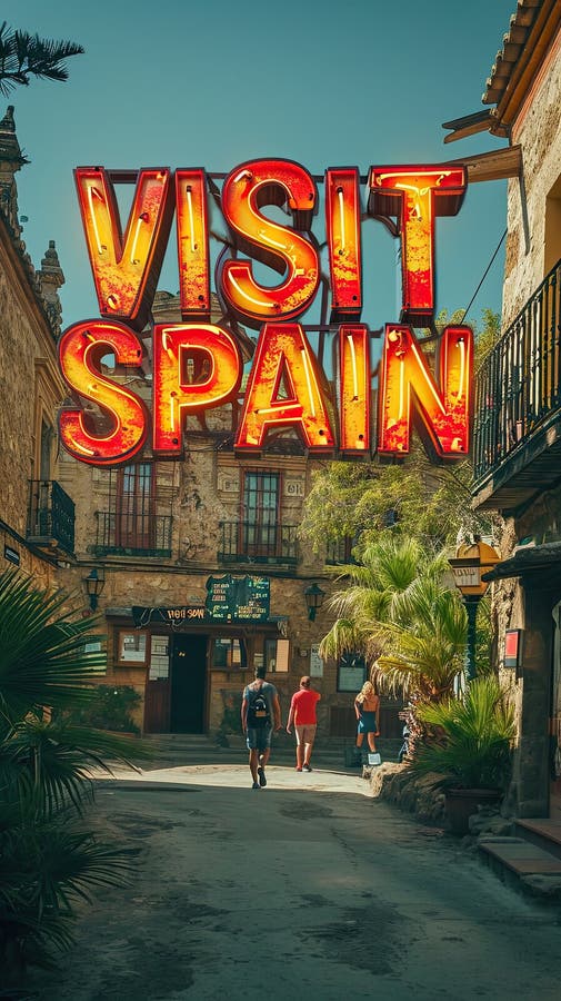 Tourist Poster Visiting Spain. Stock Illustration - Illustration of ...