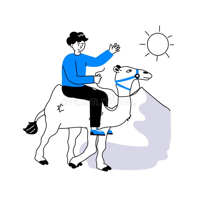 A Tourist Riding with Camel in Desert, Character Illustration Stock ...