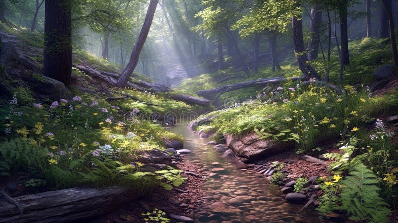 Tourist Route. a Bumpy Path Covered with Stones Hidden in Dense Forest ...