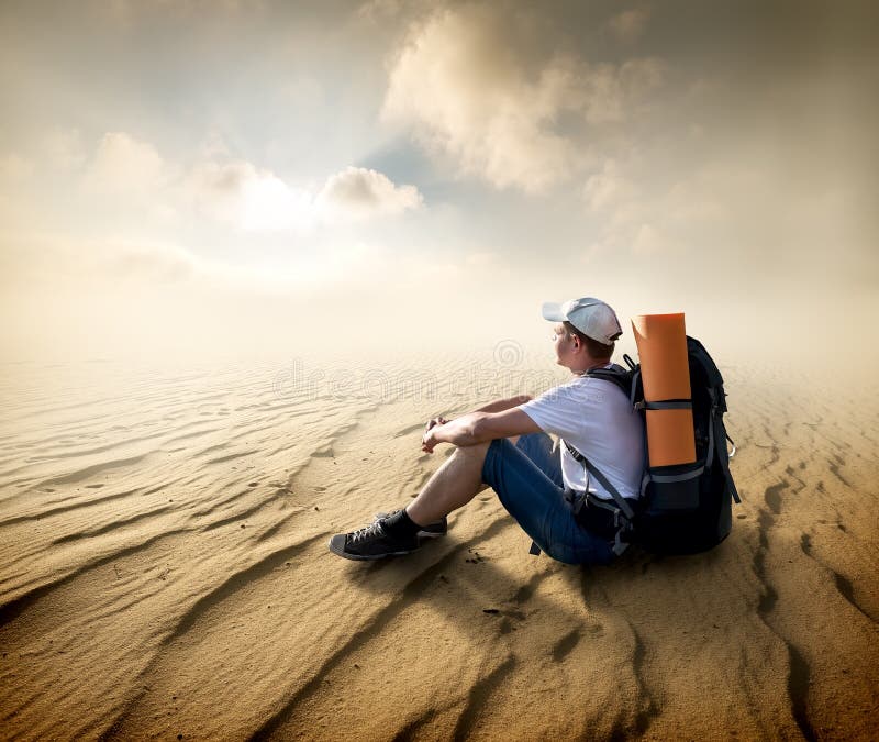 Tourist in sand desert stock image. Image of desert, tourist - 52800111