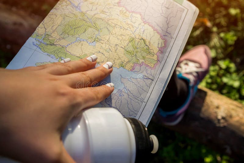 Tourist Searching for a Right Way Using a Map Stock Photo - Image of ...