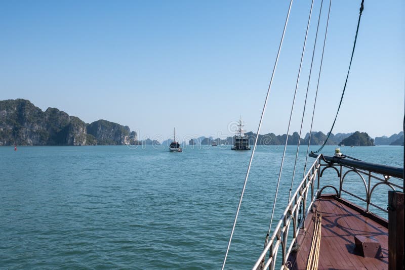 Tourist Ships Travelling through Ha Long Bay Stock Photo - Image of ...