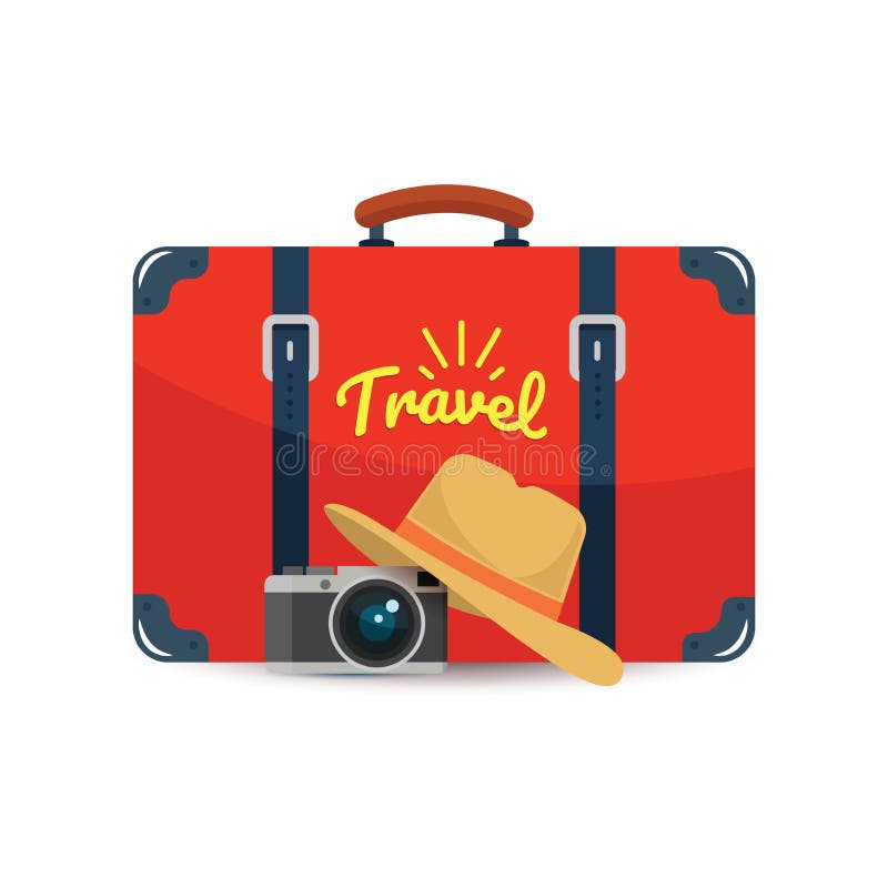 Tourist Suitcase, Camera and Hat. Element for Your Travel Design ...