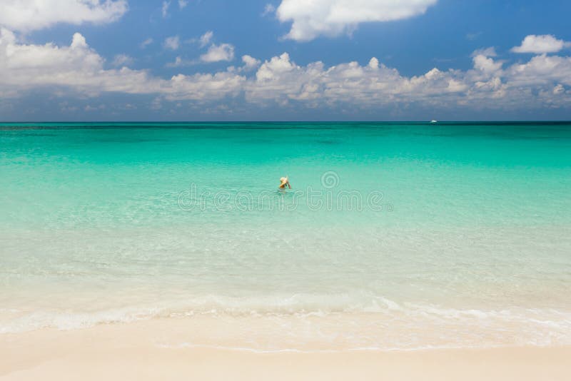 Tourist Swimming in an Empty Sea Stock Image - Image of heaven, relax ...