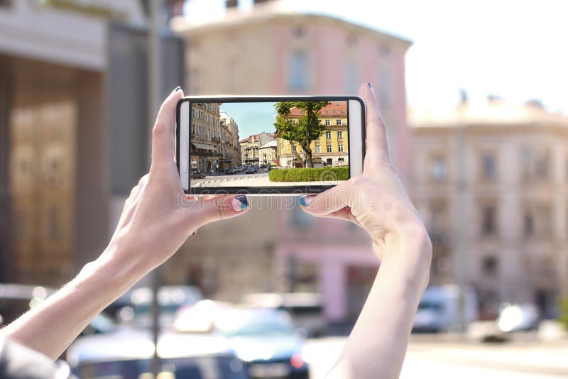 Tourist Take Picture on the Mobile Phone Stock Photo - Image of tour ...