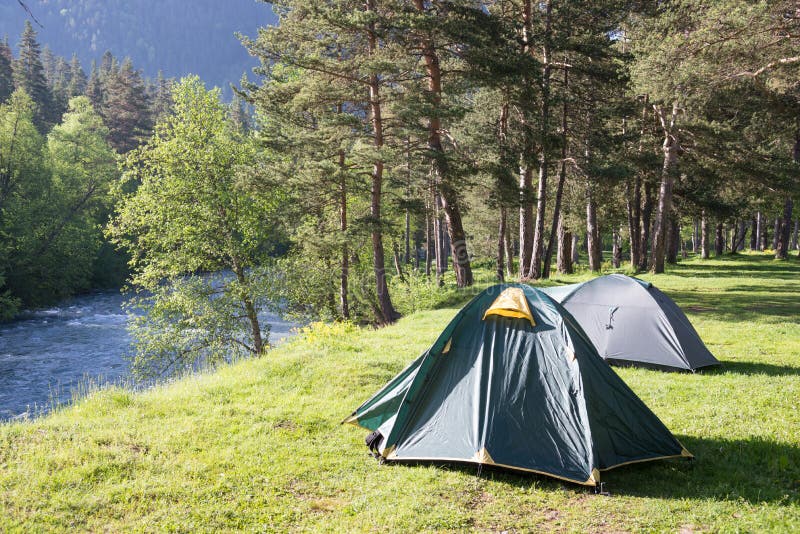 Tourist Tent Camping in Mountains Stock Photo - Image of adventure ...