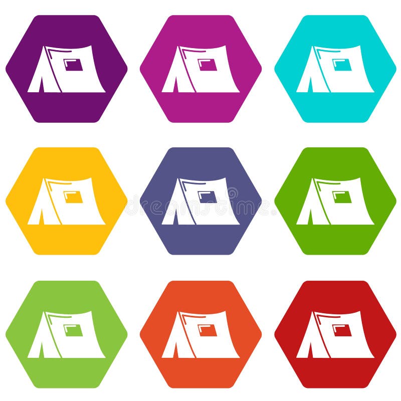 Tourist Tent Icons Set 9 Vector Stock Vector - Illustration of ...