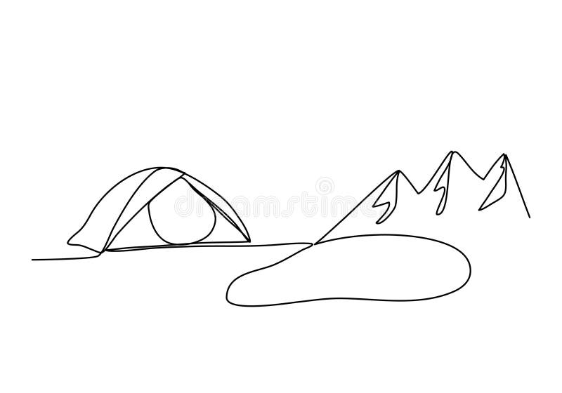 Tourist Tent. One Line Drawing Vector Illustration Stock Vector ...