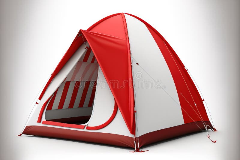 Tourist Tent in Red, Open, and White, Isolated Stock Illustration ...