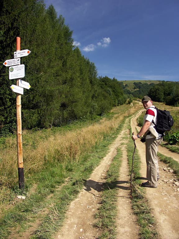 Tourist on a track stock image. Image of routing, guide - 225785