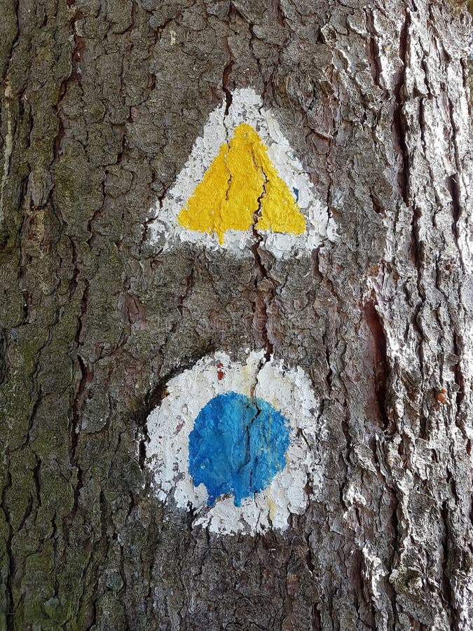 Tourist Trail Sign Marked on a Tree Stock Photo - Image of orientation ...