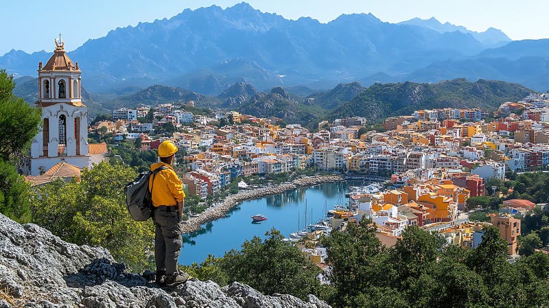Tourist Views Colorful Mediterranean Town Stock Photo - Image of hill ...