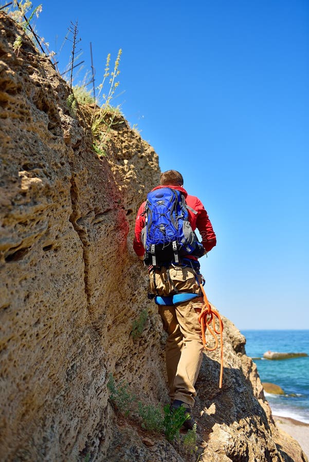Tourist walking on cliff stock image. Image of leisure - 55104741