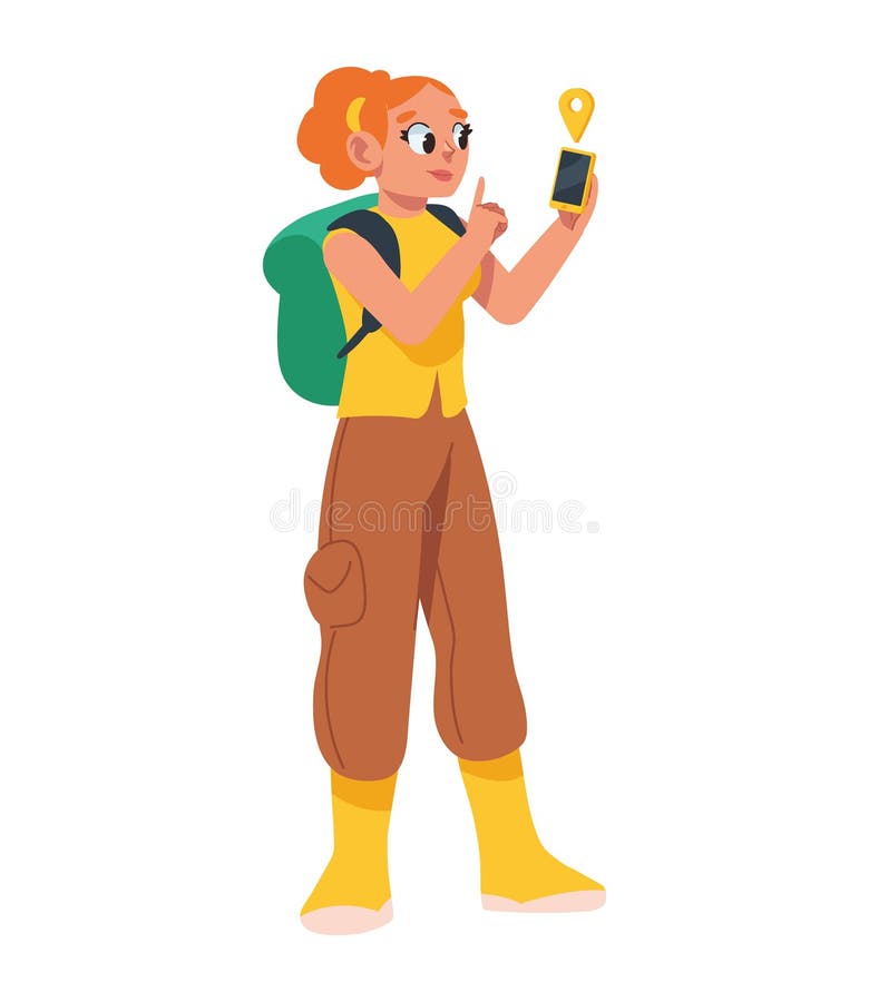 Tourist Woman Using Gps Location App Stock Vector - Illustration of ... Tourist Woman Using Gps Location App Stock Vector - Illustration of ...