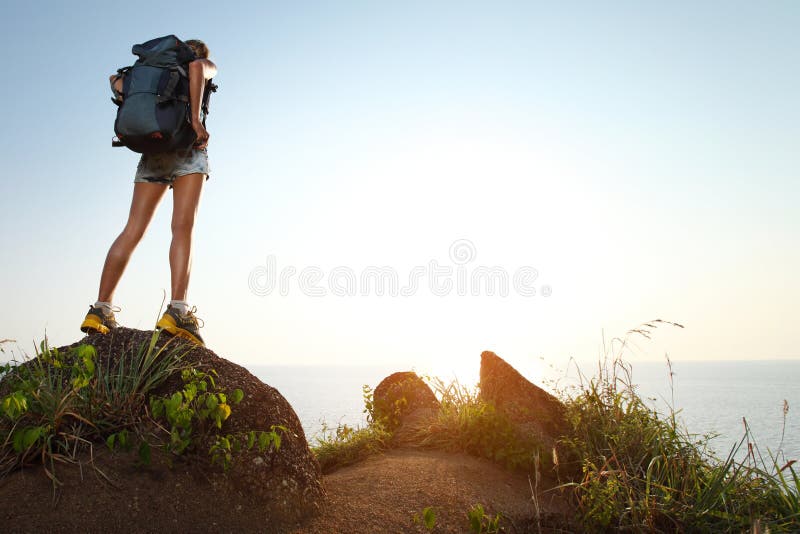 Tourist with backpack stock image. Image of female, backpacker - 101623895