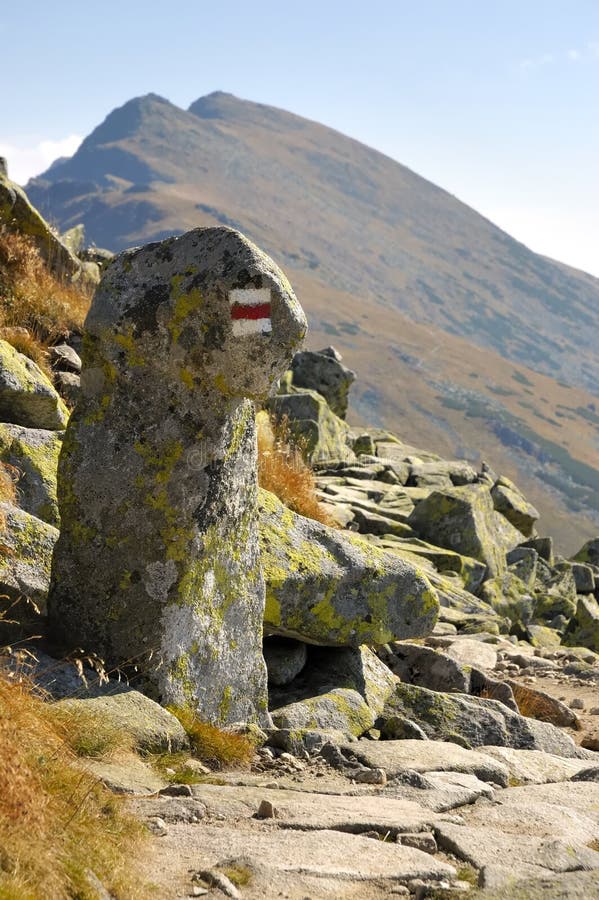 Touristic Path Red Sign with Peak Stock Photo - Image of countryside ...