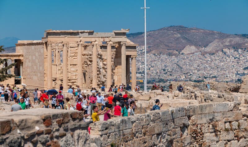 Tourists in the Acropolis editorial photography. Image of acropolis ...