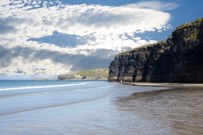 Tourists at Ballybunion Beach and Cliffs Stock Photo - Image of sand ...