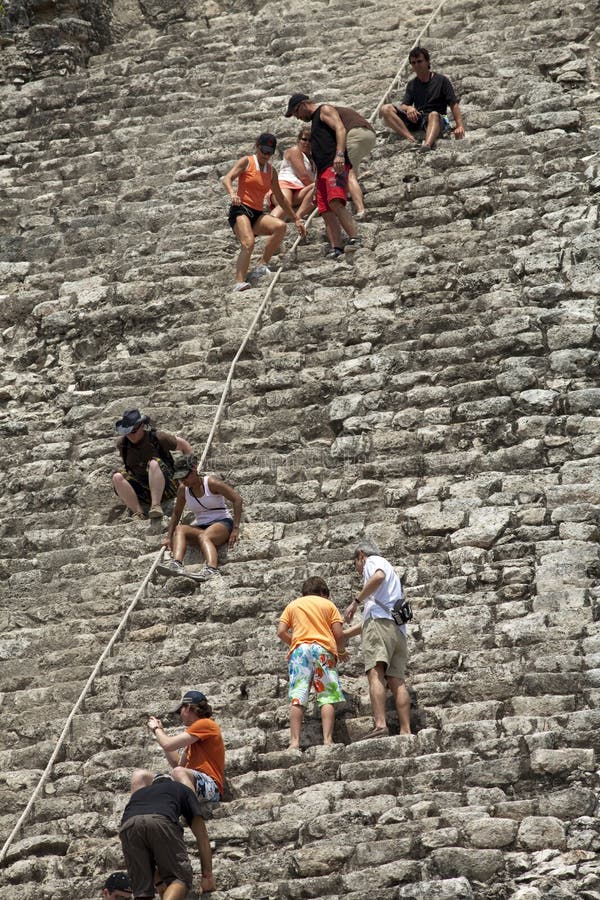 Tourists Climbing a Mayan Pyramid in Mexico Editorial Image - Image of ...