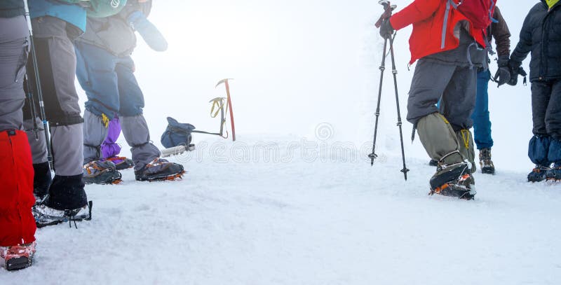 Tourists with Equipment for Winter Expedition Stock Photo - Image of ...