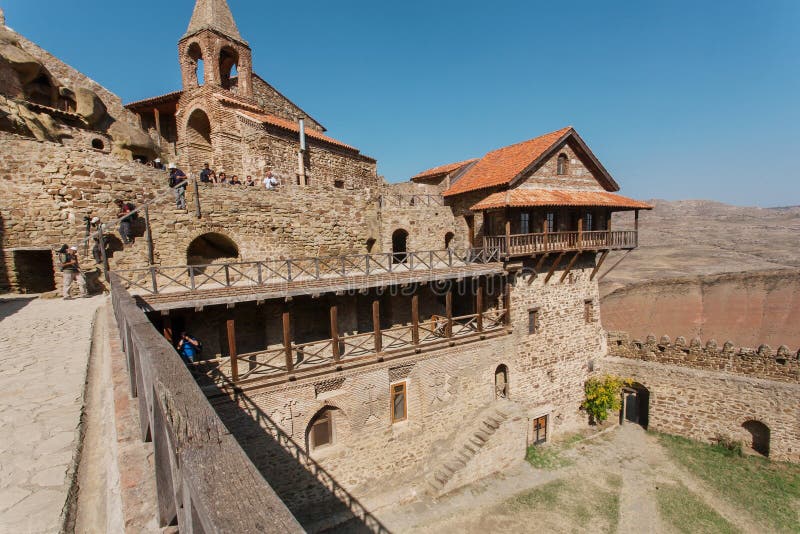 Tourists Explorng Structure of the 6th Century David Gareja Monastery ...